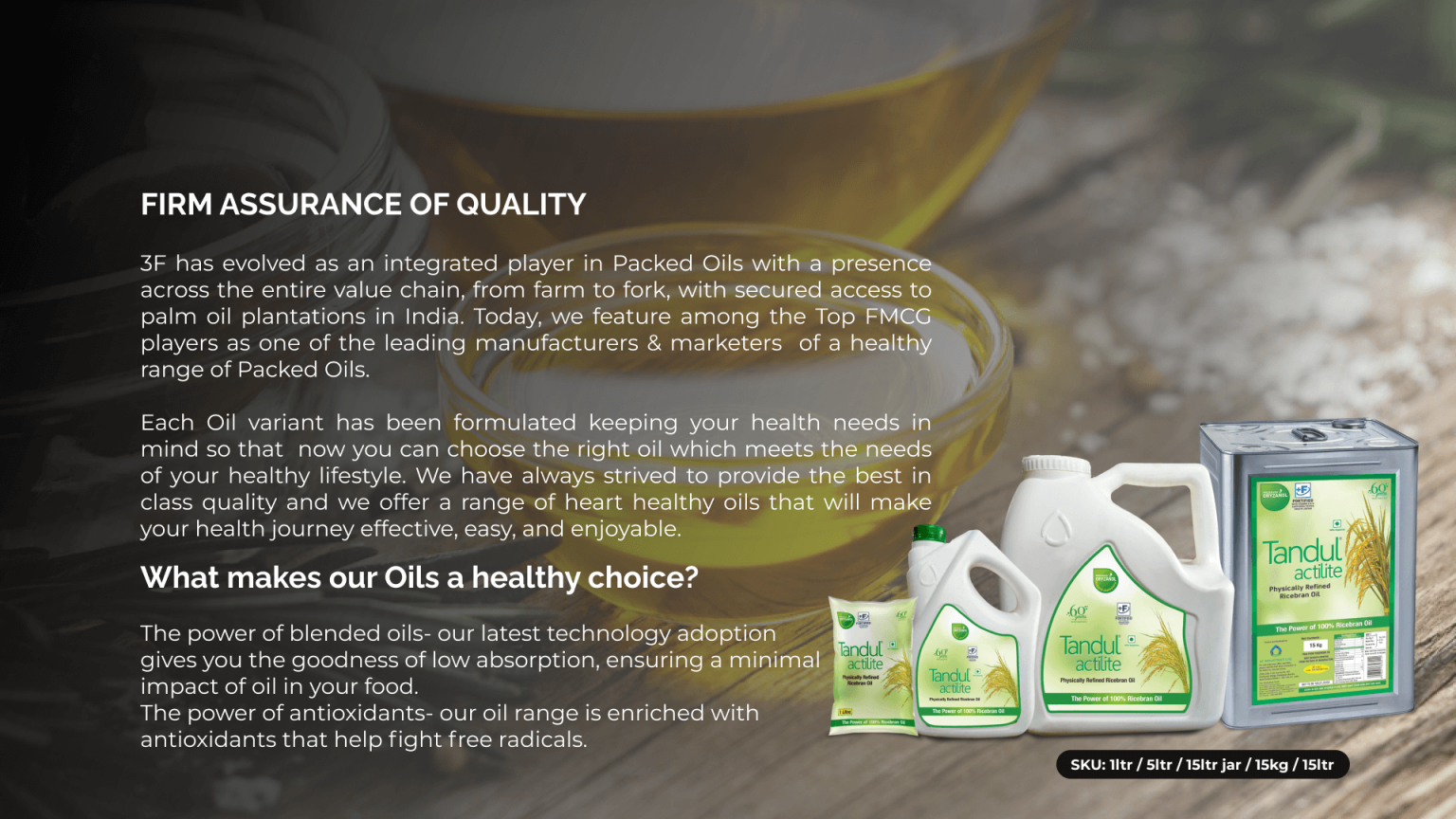 Edible Oil Manufacturers | Sunflower & More | 3F Industries